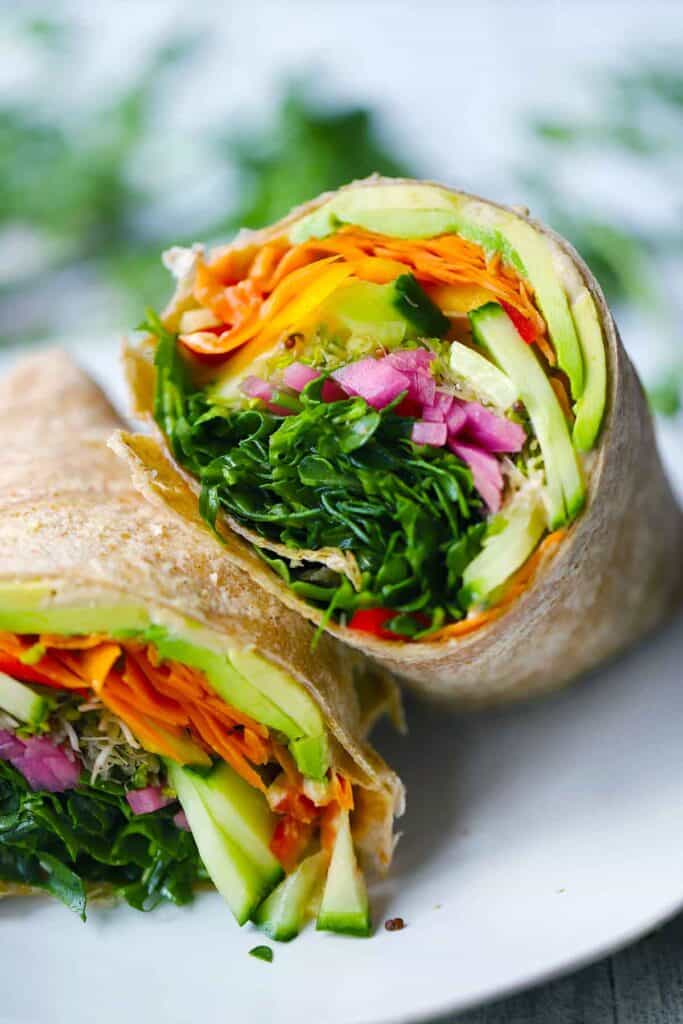 Veggie Wraps with Hummus and Avocado - Bowl of Delicious
