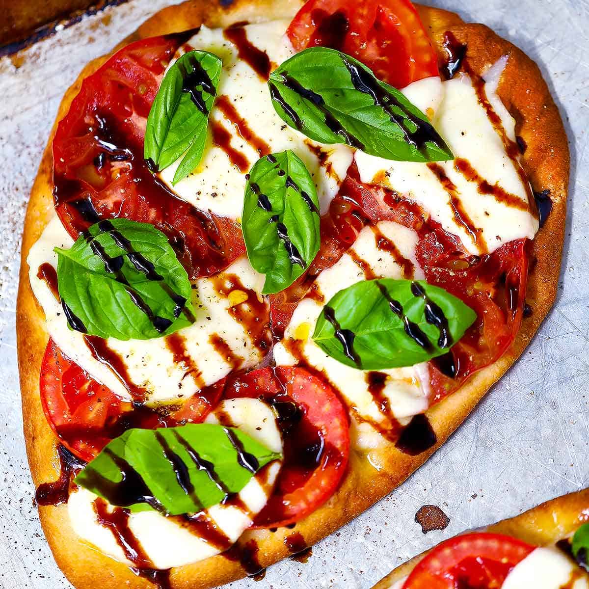 Caprese Pizza (on Naan Bread) - Bowl of Delicious