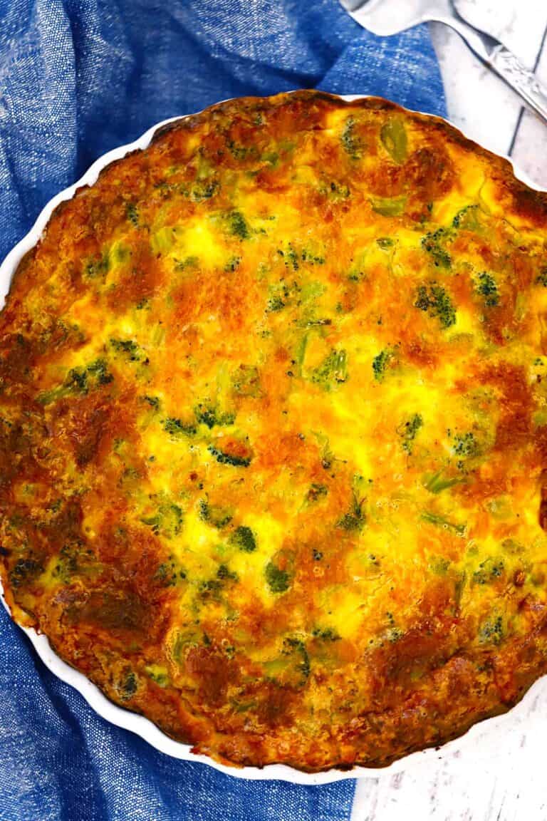 Crustless Broccoli Cheddar Quiche - Bowl of Delicious