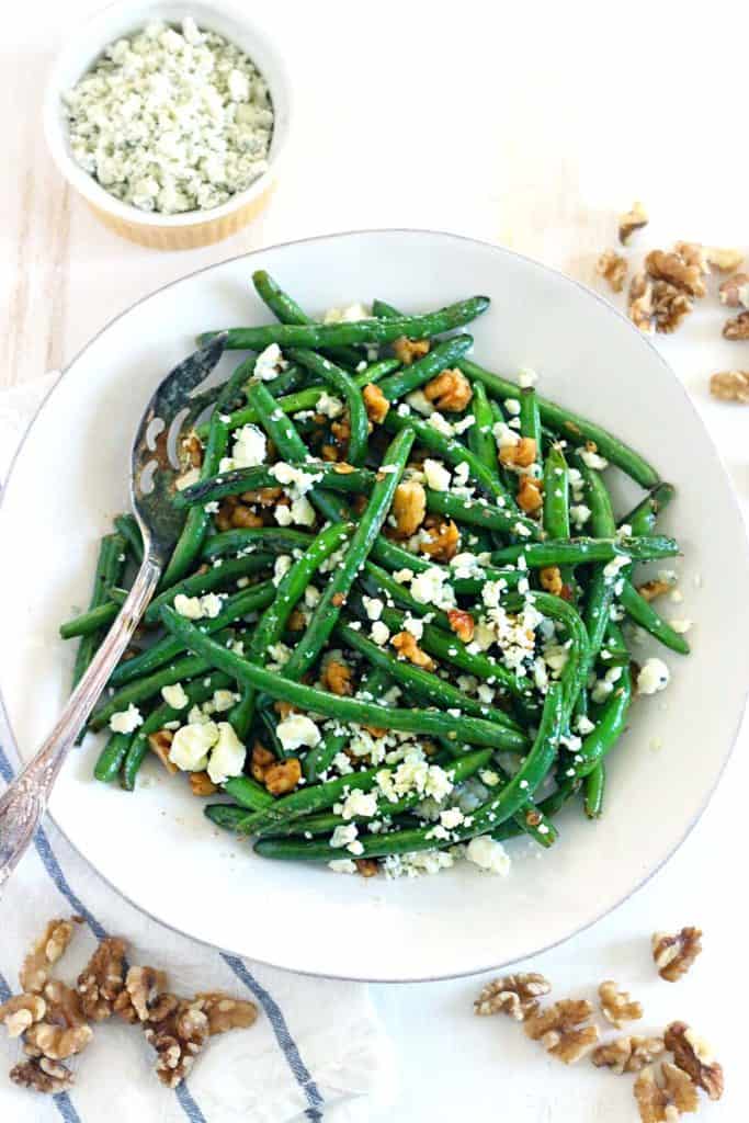 Sautéed Green Beans with Bleu Cheese and Walnuts - Bowl of Delicious