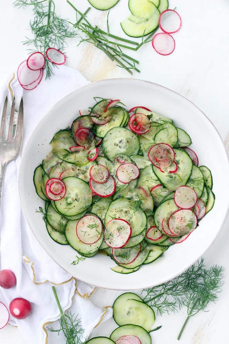 Tangy Cucumber and Radish Salad with Dill - Bowl of Delicious