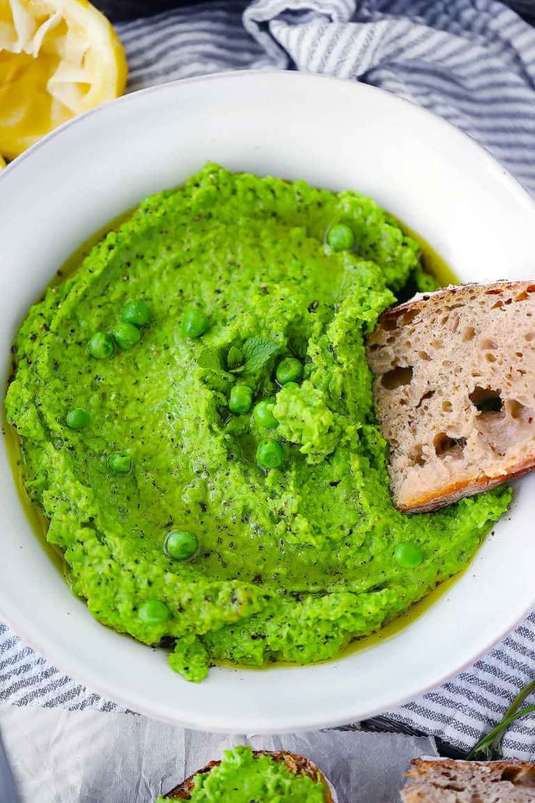 Five-Minute Pea Hummus / Purée - Bowl of Delicious