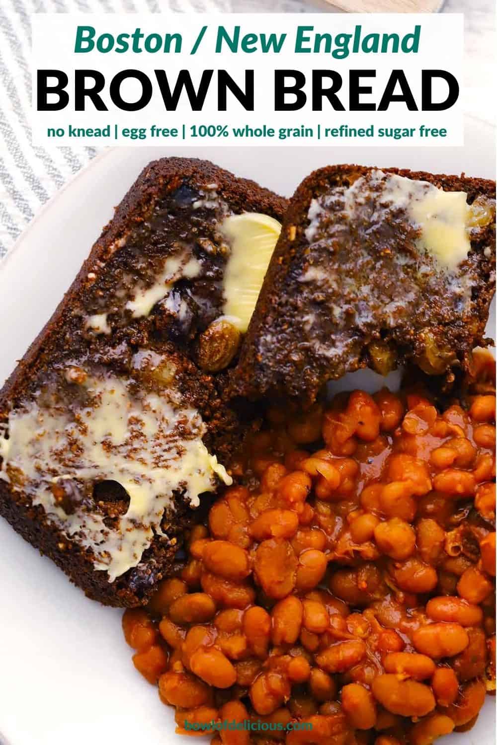 Boston Brown Bread (New England Brown Bread) - Bowl of Delicious