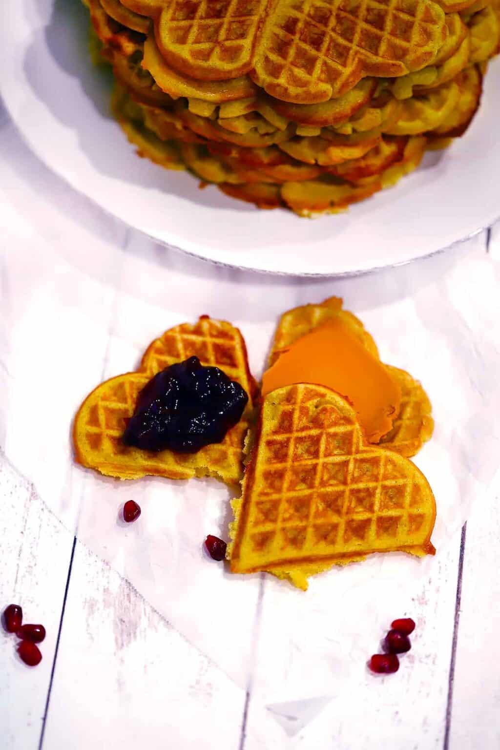 Norwegian Heart Waffles (Vafler) - Bowl of Delicious
