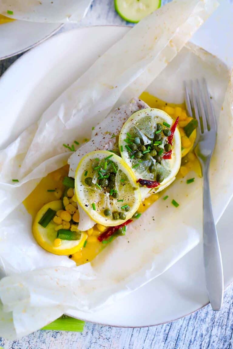Fish en Papillote (Cod in Parchment Paper) - Bowl of Delicious