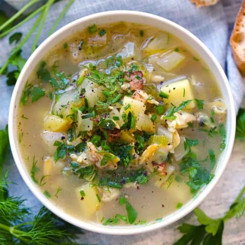 Rhode Island Clam Chowder (Clear Broth Chowder) - Bowl of Delicious