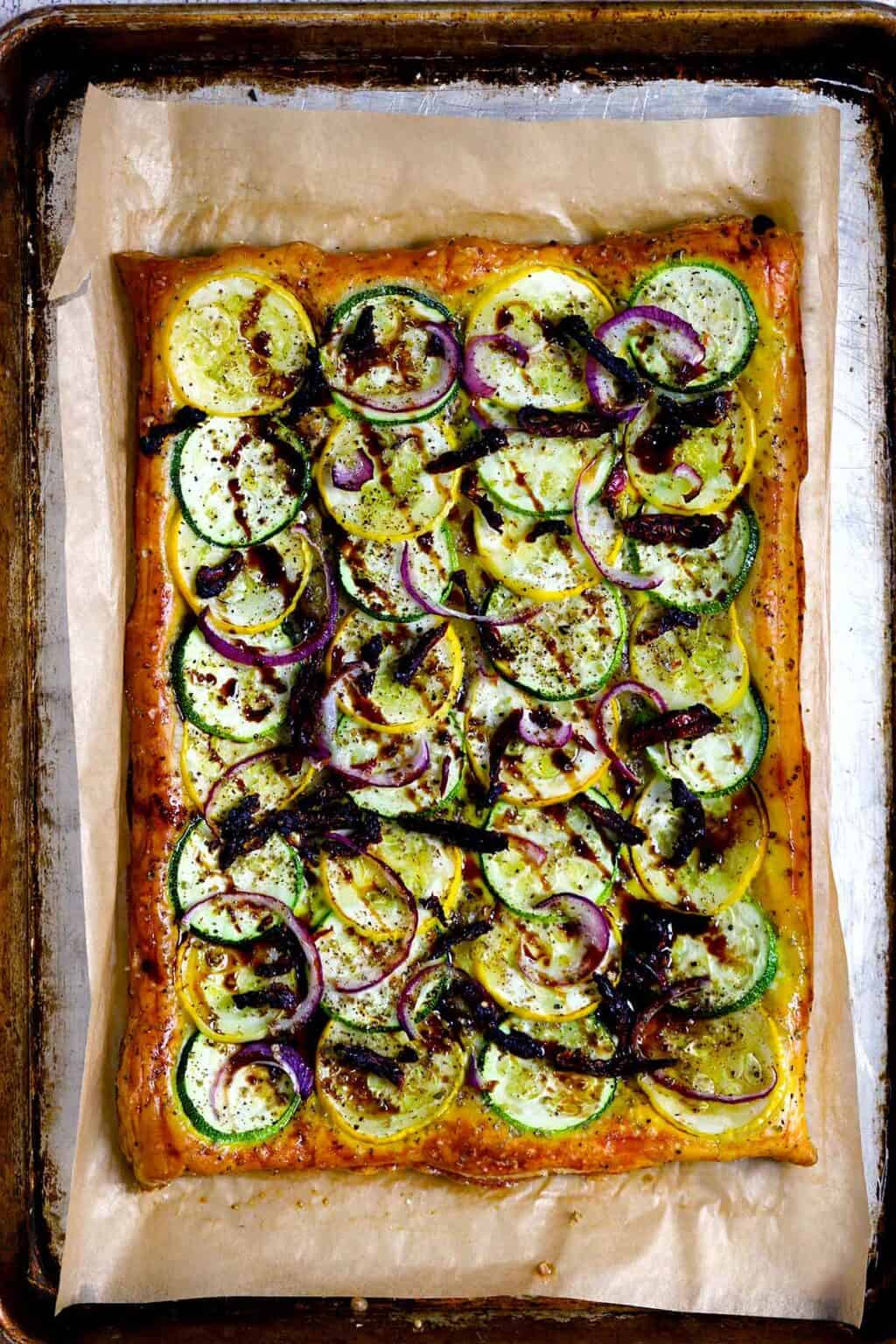 Puff Pastry Zucchini and Summer Squash Tart - Bowl of Delicious