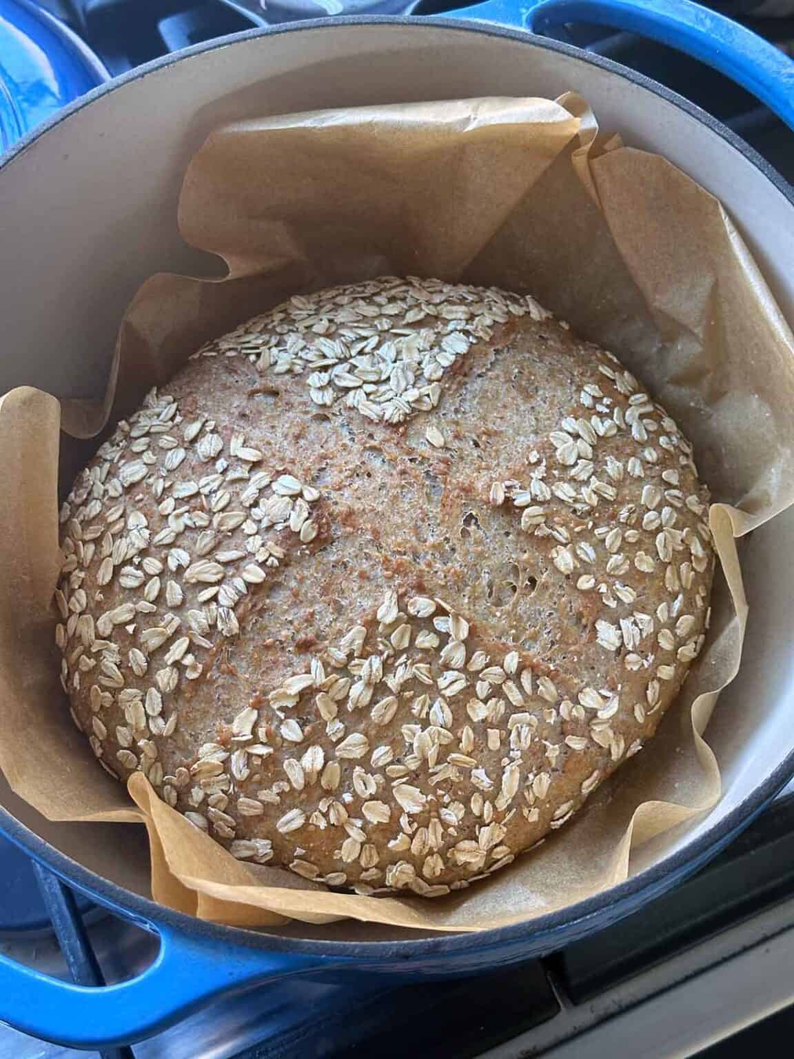 Multigrain No Knead Bread (Dutch Oven) - Bowl of Delicious