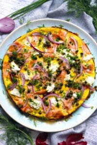 Open-Faced Omelette with Smoked Salmon and Cream Cheese - Bowl of Delicious